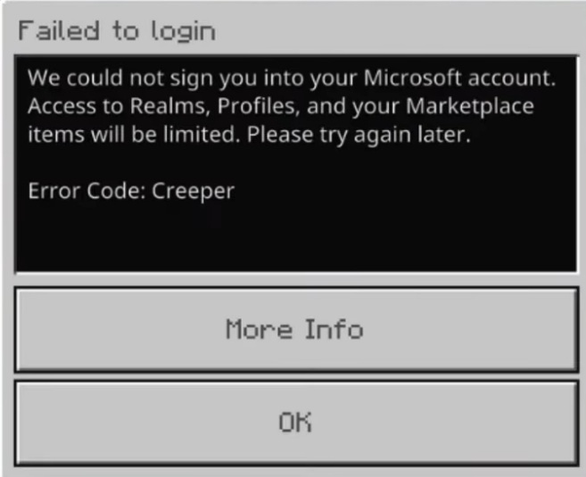 Creeper Error Code in Minecraft